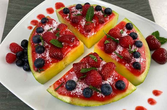 Recette de Dessert léger : la « pizza » aux fruits de Madame Paléo